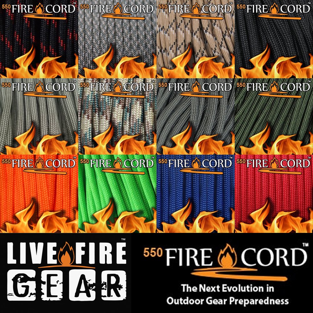 550 Fire Cord 7.62m 25ft Survival Kit Rope Fire Starter String Fire ...